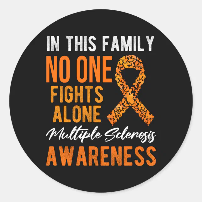 Ms Multiple Sclerosis Awareness Orange Ribbon Classic Round Sticker ...