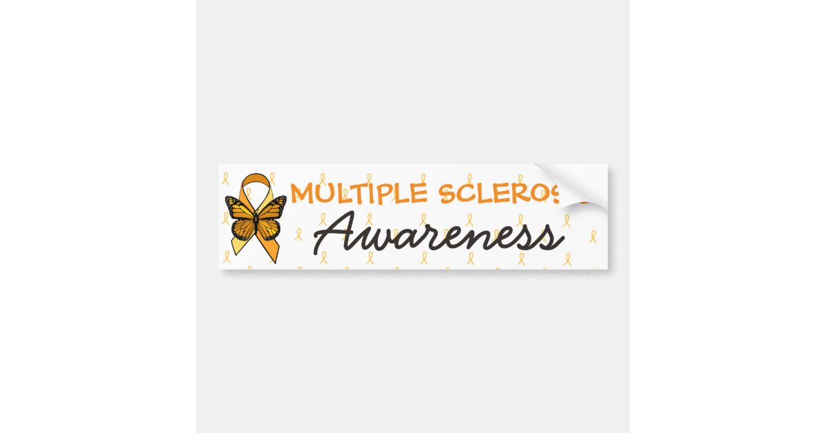 MS Multiple Sclerosis Awareness Ribbon Bumper Bumper Sticker | Zazzle