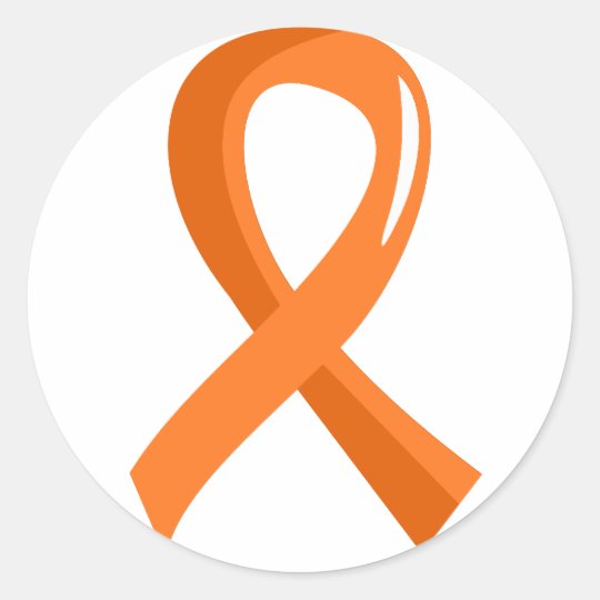 MS Orange Ribbon 3 Classic Round Sticker | Zazzle.com