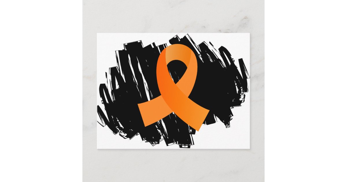 MS Orange Ribbon With Scribble Postcard | Zazzle