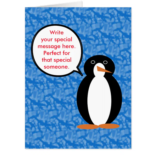 Ms. Penguin Talking in Her Birthday Suit Holiday Card | Zazzle