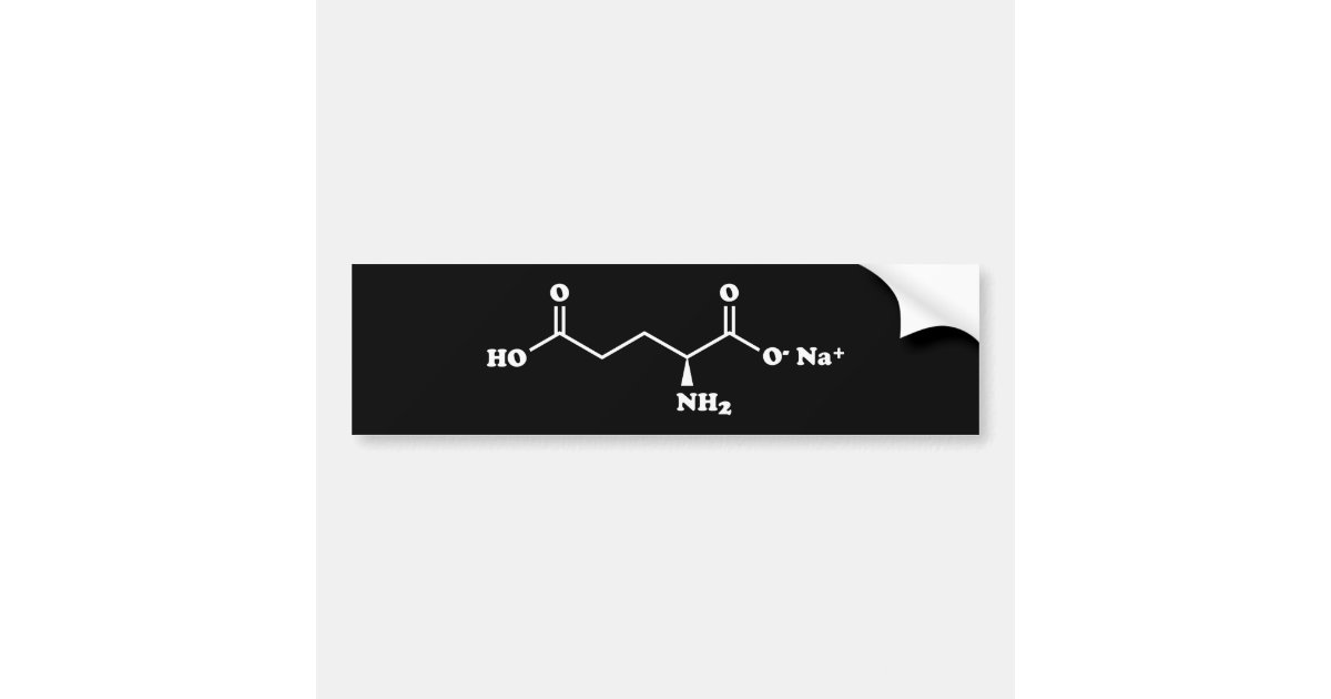 MSG Monosodium Glutamate Molecule Chemical Formula Bumper Sticker | Zazzle