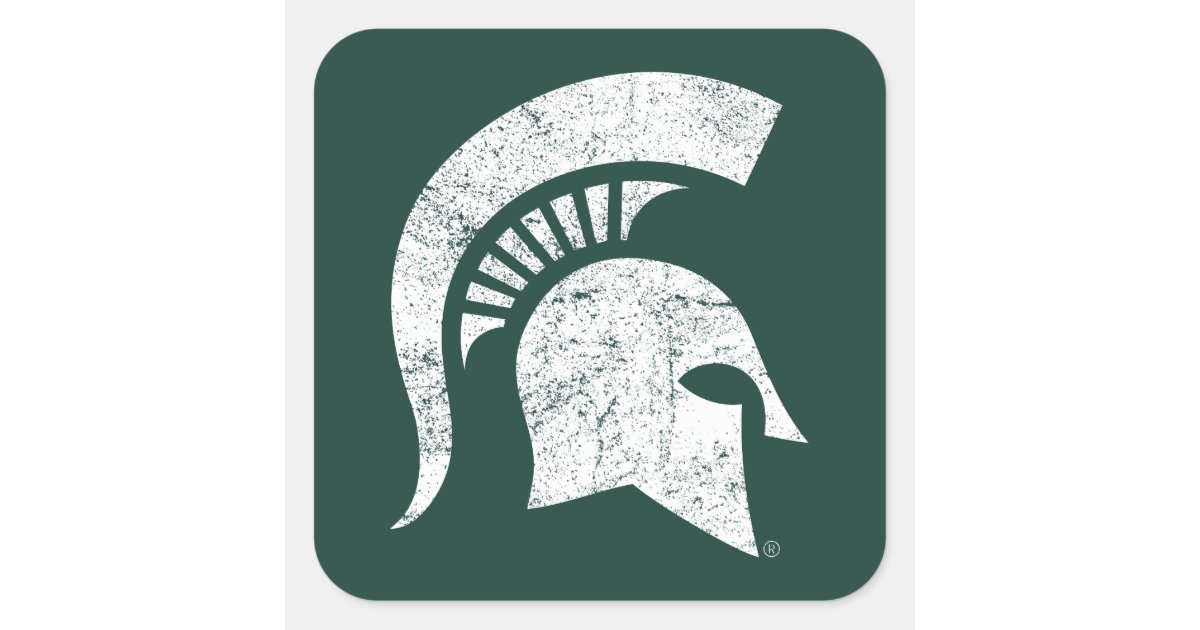 MSU Spartan Distressed Square Sticker | Zazzle