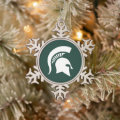 MSU Spartan Snowflake Pewter Christmas Ornament | Zazzle