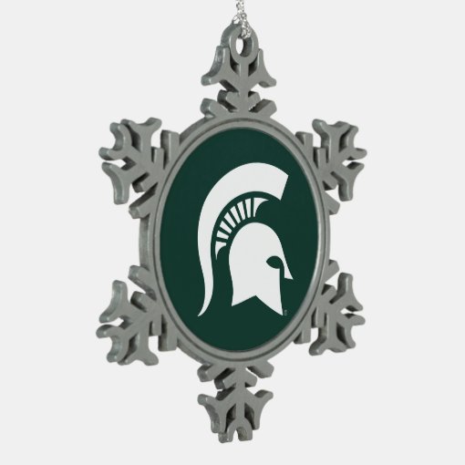 MSU Spartan Snowflake Pewter Christmas Ornament | Zazzle