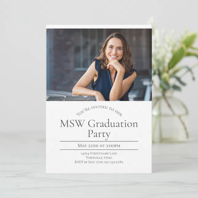 MSW Two Photo Graduation Invitation | Zazzle