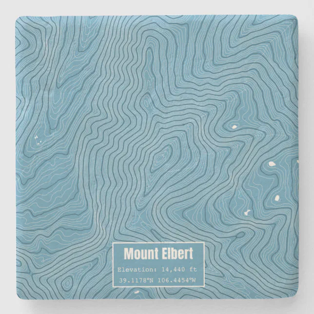 Mt Elbert Topographic Map - Blue Stone Coaster | Zazzle