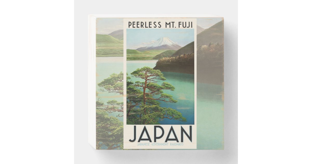 Mt Fuji Japan Travel Poster Vintage Art Wooden Box Sign | Zazzle