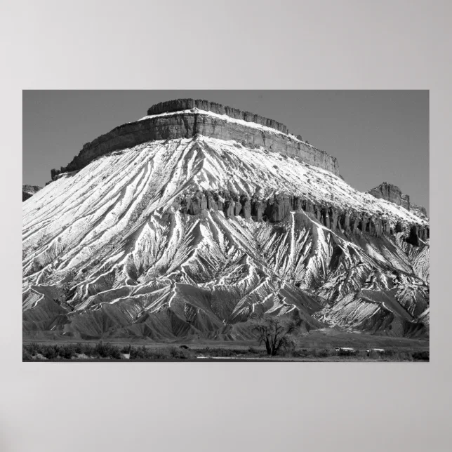 Mt. Garfield in Winter Black and White Photo Poster | Zazzle