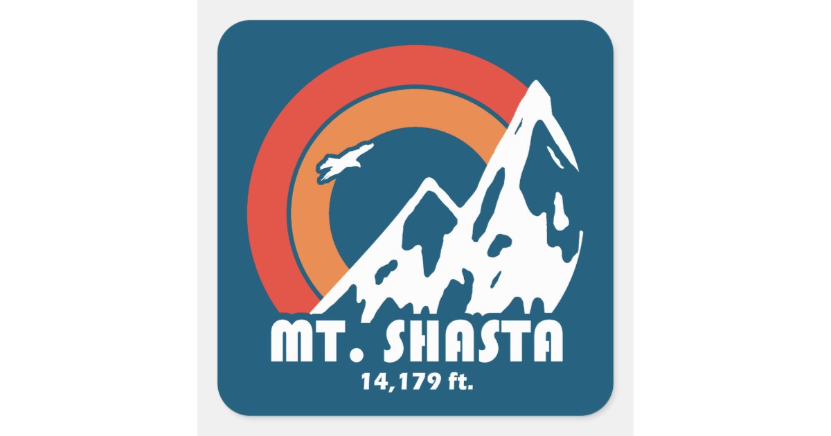 Mt. Shasta California Sun Eagle Square Sticker | Zazzle