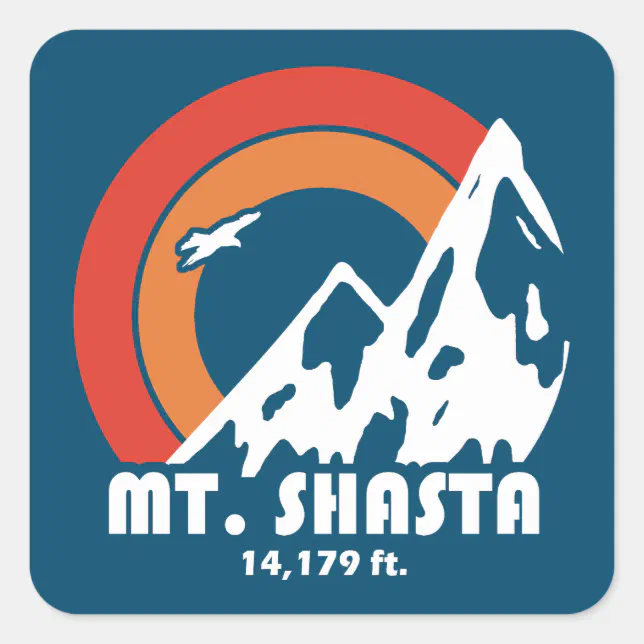 Mt. Shasta California Sun Eagle Square Sticker | Zazzle