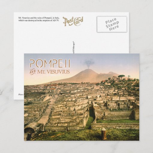 Mt. Vesuvius and the ruins of Pompeii in Italy Postcard | Zazzle