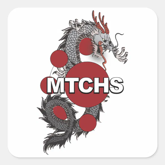 MTCHS Dragon Logo Square Sticker | Zazzle