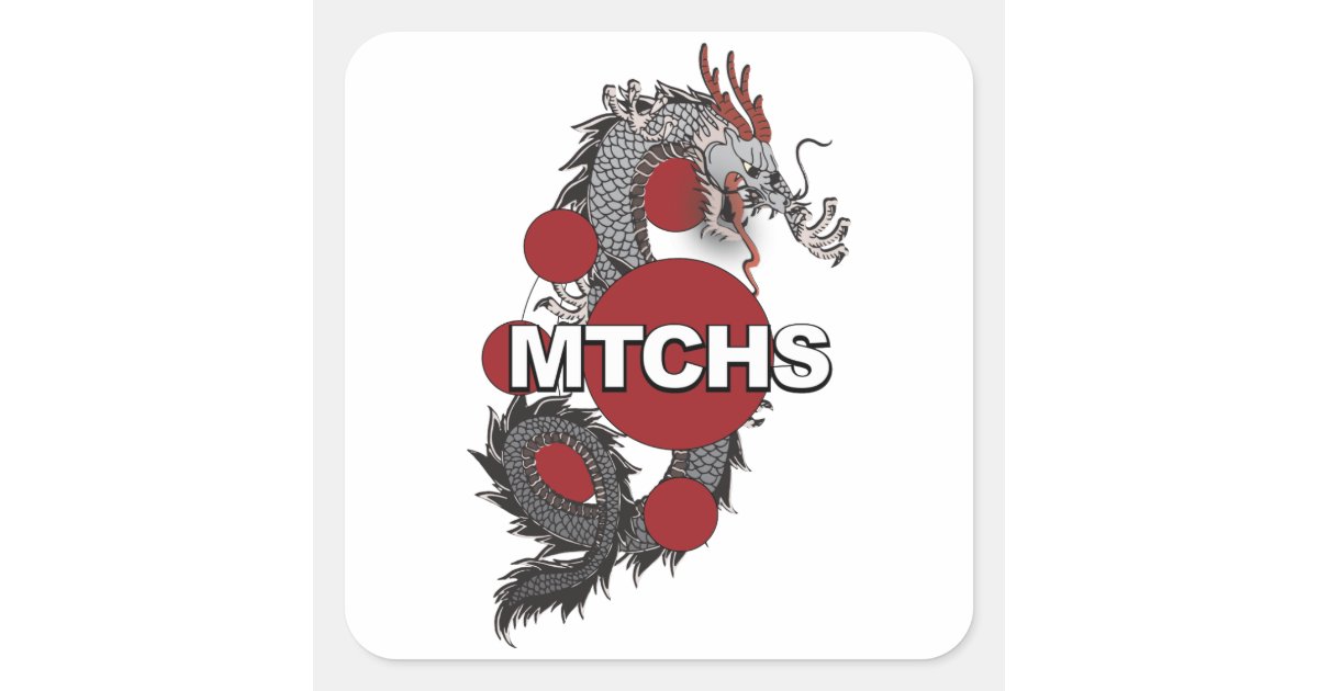 MTCHS Dragon Logo Square Sticker | Zazzle