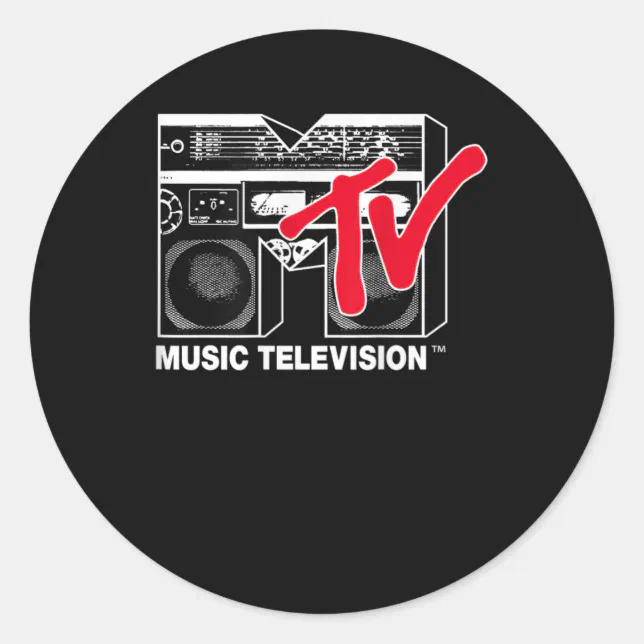 MTV Logo Red Boombox Graphic Classic Round Sticker | Zazzle
