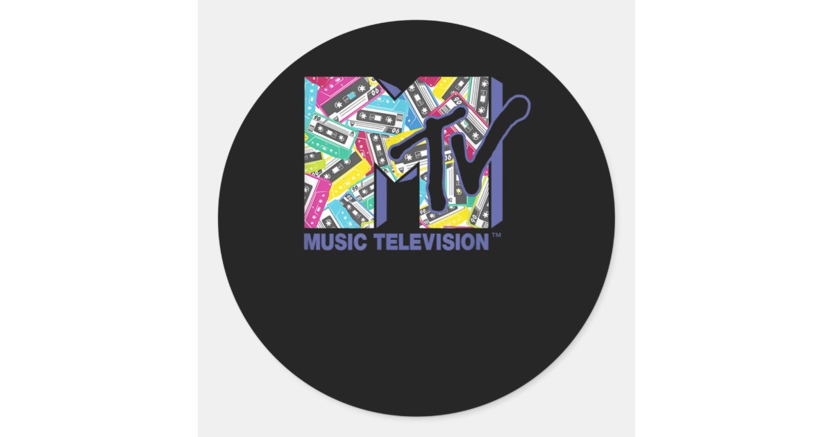 MTV Logo With Retro 80s Tapes Classic Round Sticker | Zazzle