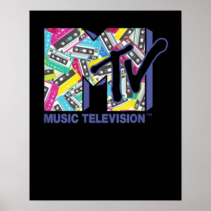 MTV Logo With Retro 80s Tapes Poster | Zazzle