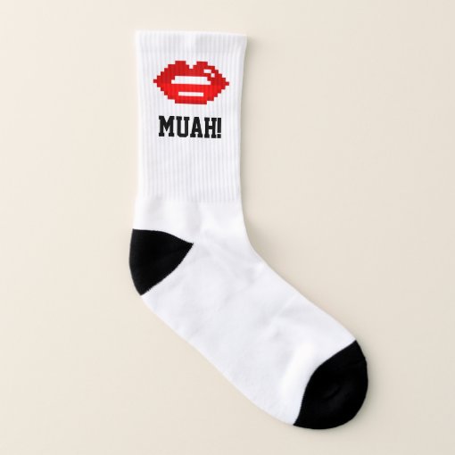 Muah! Funny lucky socks with red kissy lips | Zazzle