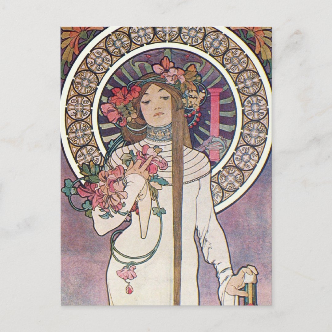 Mucha Goddess Postcard | Zazzle