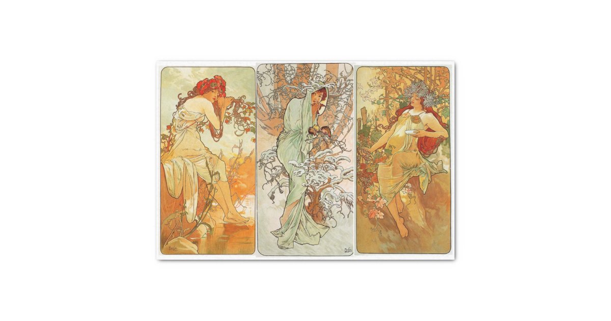 Mucha lady art decoupage tissue paper | Zazzle