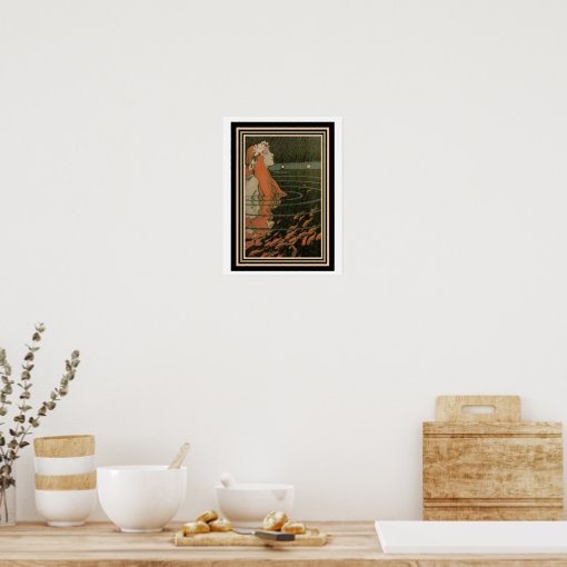 Mucha "Mermaid with Gold Fish" Art Nouveau Poster | Zazzle