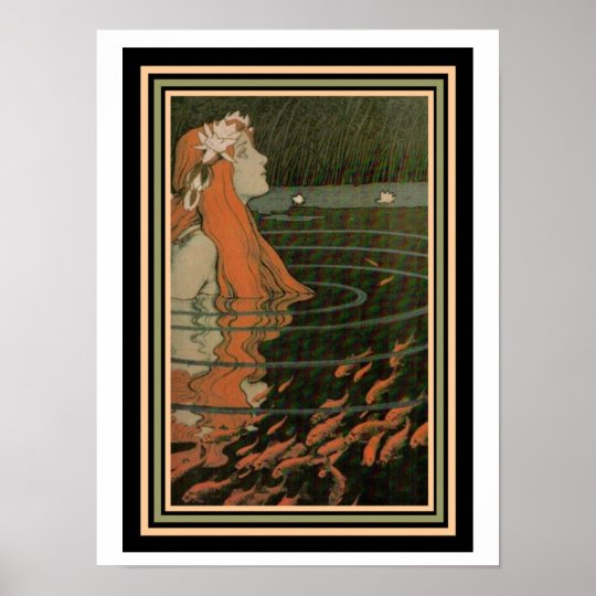 Mucha "Mermaid with Gold Fish" Art Nouveau Poster | Zazzle.com