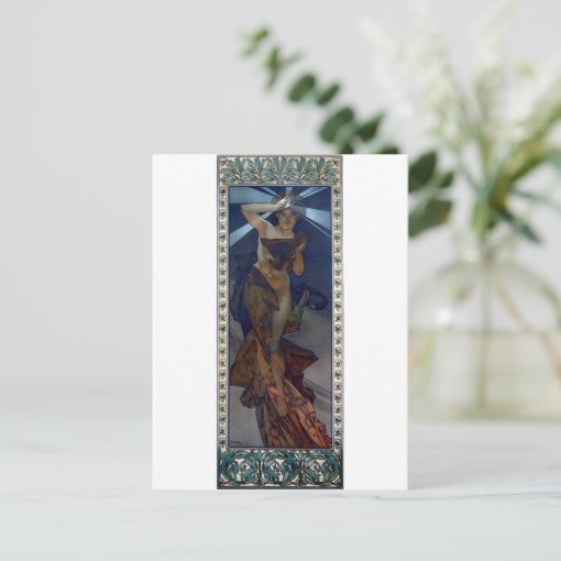 mucha morning star art nouveau poster woman postcard | Zazzle