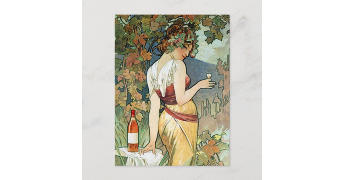 Mucha Postcard: Cognac - Art Nouveau Postcard | Zazzle