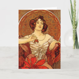 Mucha ~ "Precious Stone - Ruby" July Birthday Card | Zazzle