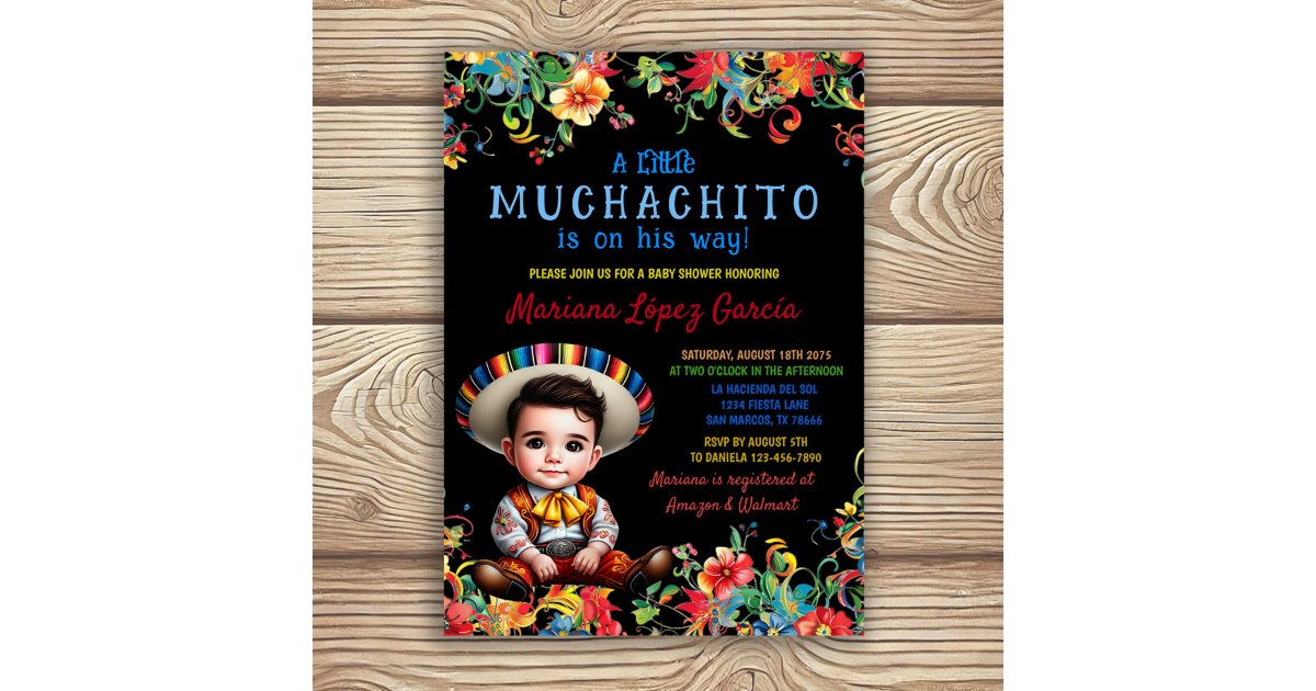 Muchachito Charro Fiesta Baby Shower Invitation | Zazzle