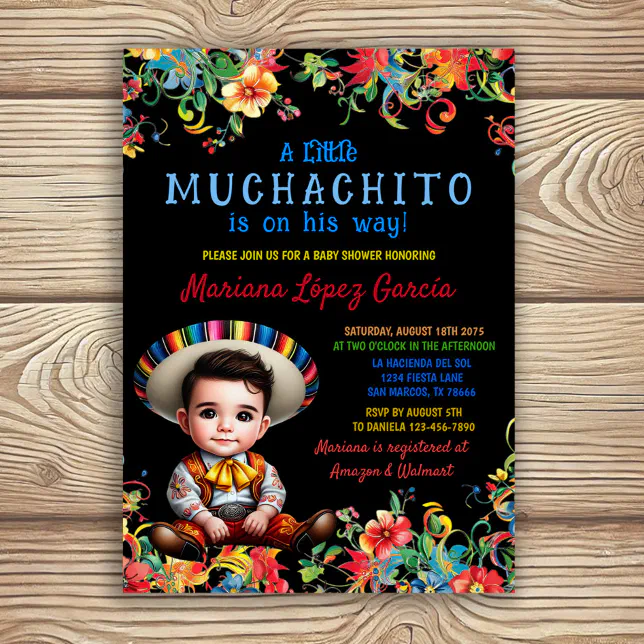 Muchachito Charro Fiesta Baby Shower Invitation | Zazzle