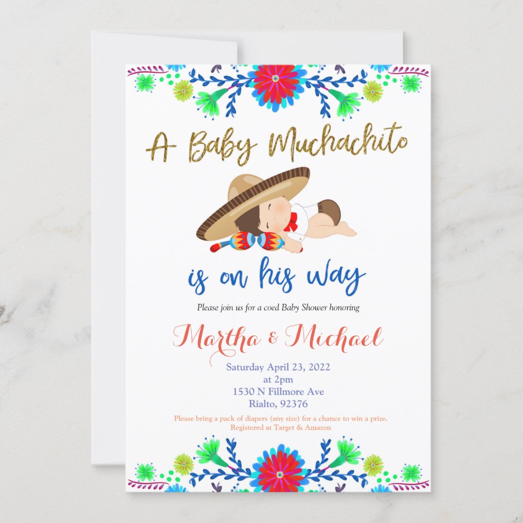 Muchachito MEXICAN Fiesta Baby Shower Invitation | Zazzle