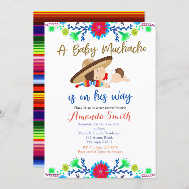 Muchacho MEXICAN Fiesta Baby Shower Invitation | Zazzle