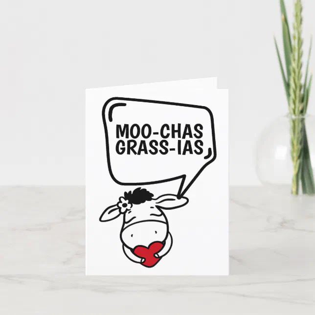 Muchas Gracias Cow Themed Many Thanks Funny Thank You Card | Zazzle