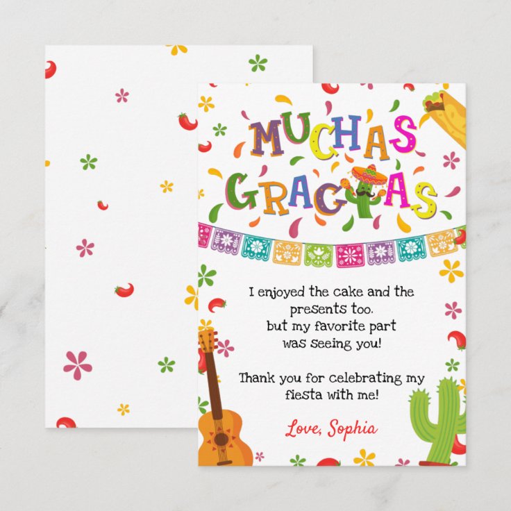 Muchas Gracias Mexican Birthday Thank You Card | Zazzle
