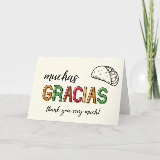 Muchas Gracias Taco Thank You Very Much Card | Zazzle