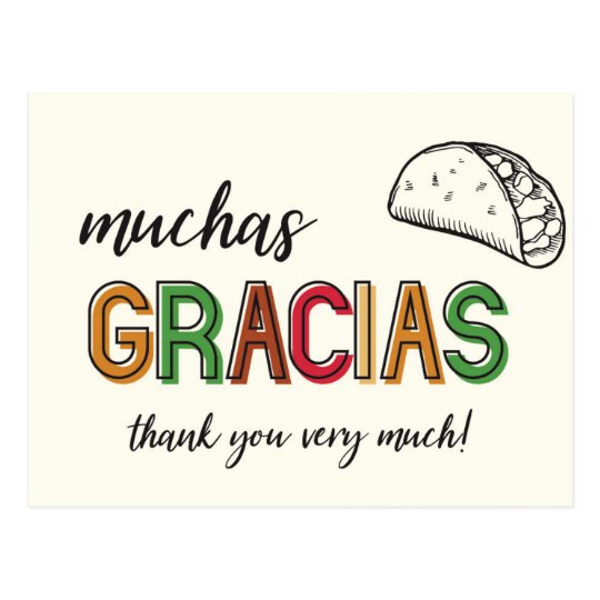 Muchas Gracias Taco Thank You Very Much Postcard | Zazzle.com