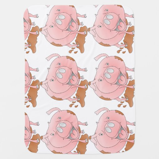 Mucky pink pig baby blanket | Zazzle