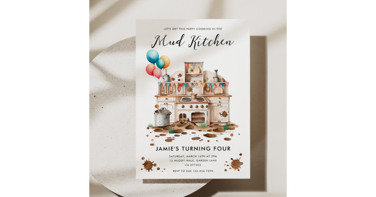 Mud Kitchen Birthday Invitation | Zazzle
