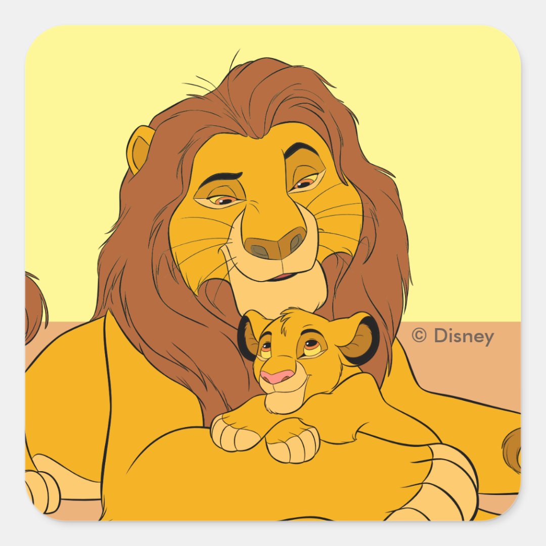 Mufasa & Simba Resting Square Sticker | Zazzle