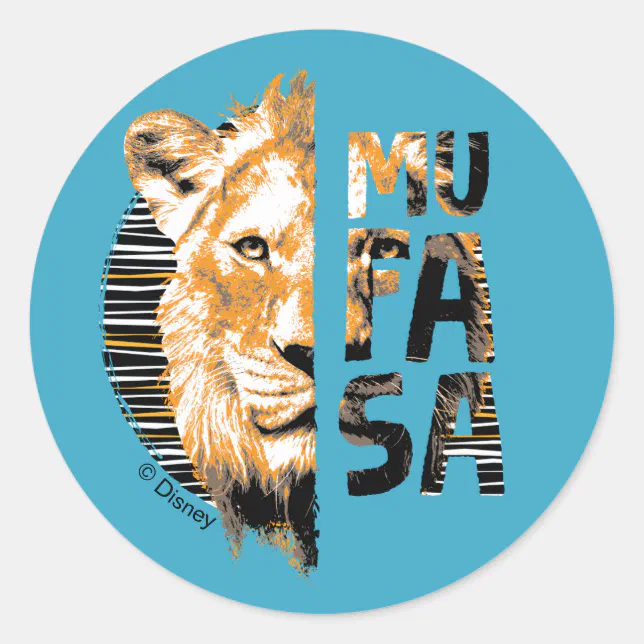 Mufasa Typography Classic Round Sticker | Zazzle