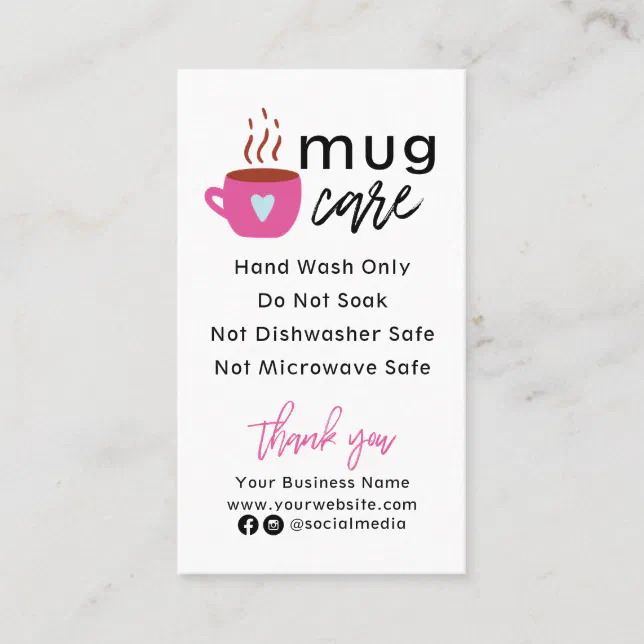 Mug Care Instructions Business Card | Zazzle