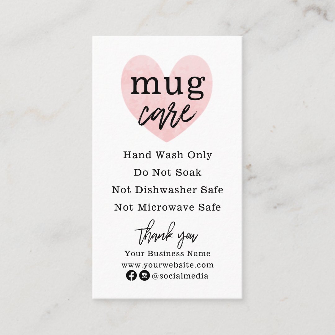 Mug Care Wash Instructions Business Card | Zazzle