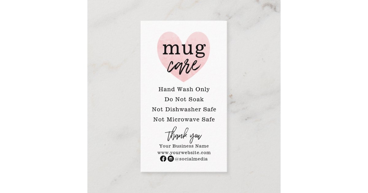 Mug Care Wash Instructions Business Card | Zazzle