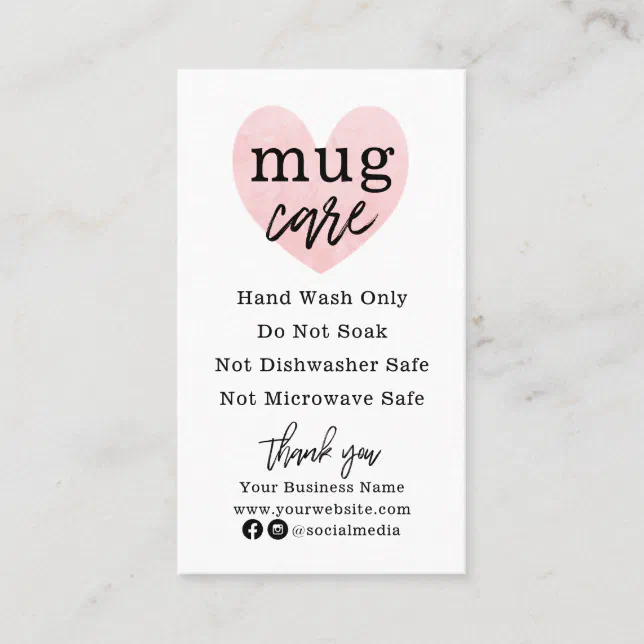 Mug Care Wash Instructions Business Card | Zazzle