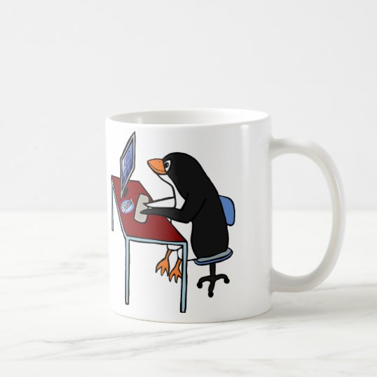 MUG: Cute Funny Penguin Working on Computer Coffee Mug | Zazzle.com