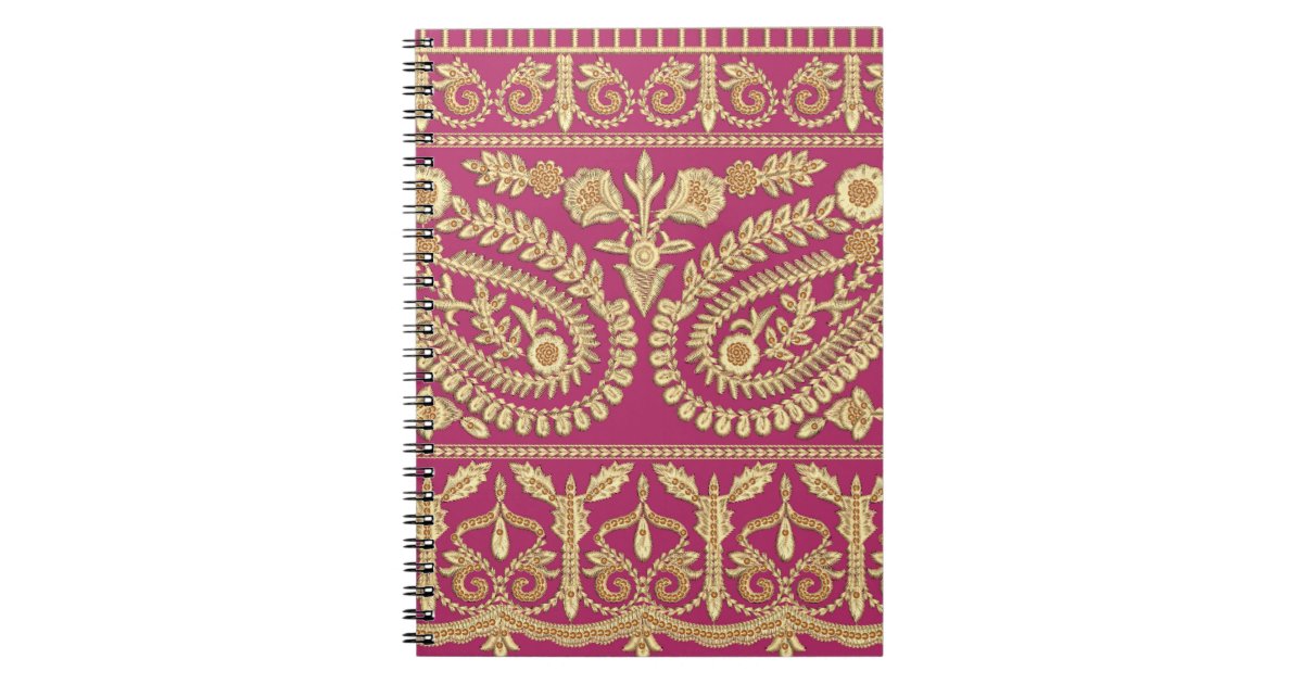Mughal art work. indian traditional antique gold b notebook | Zazzle