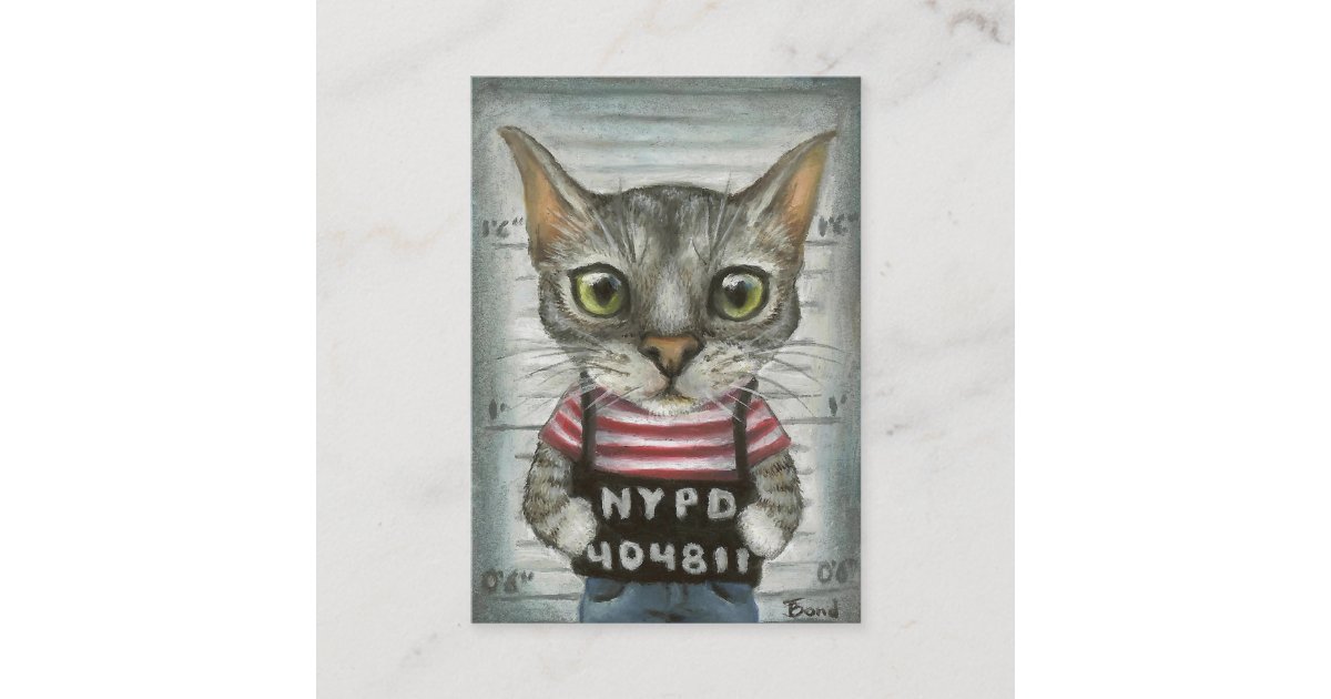 Mugshot of a cat felon business card | Zazzle
