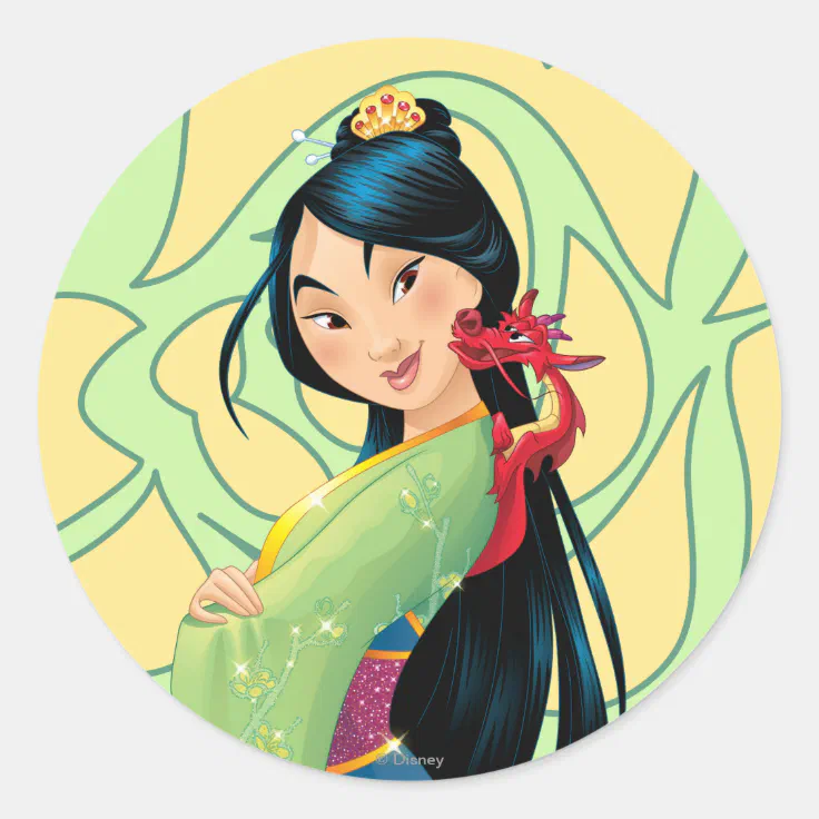Mulan and Mushu Classic Round Sticker | Zazzle