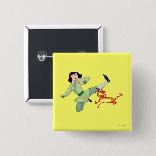 Mulan and Mushu Kicking Pinback Button | Zazzle